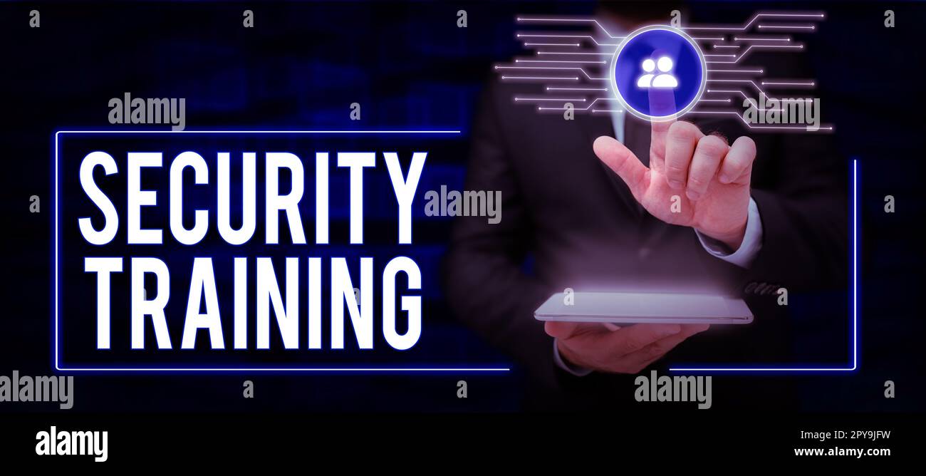 Text sign showing Security Training. Word Written on providing security ...