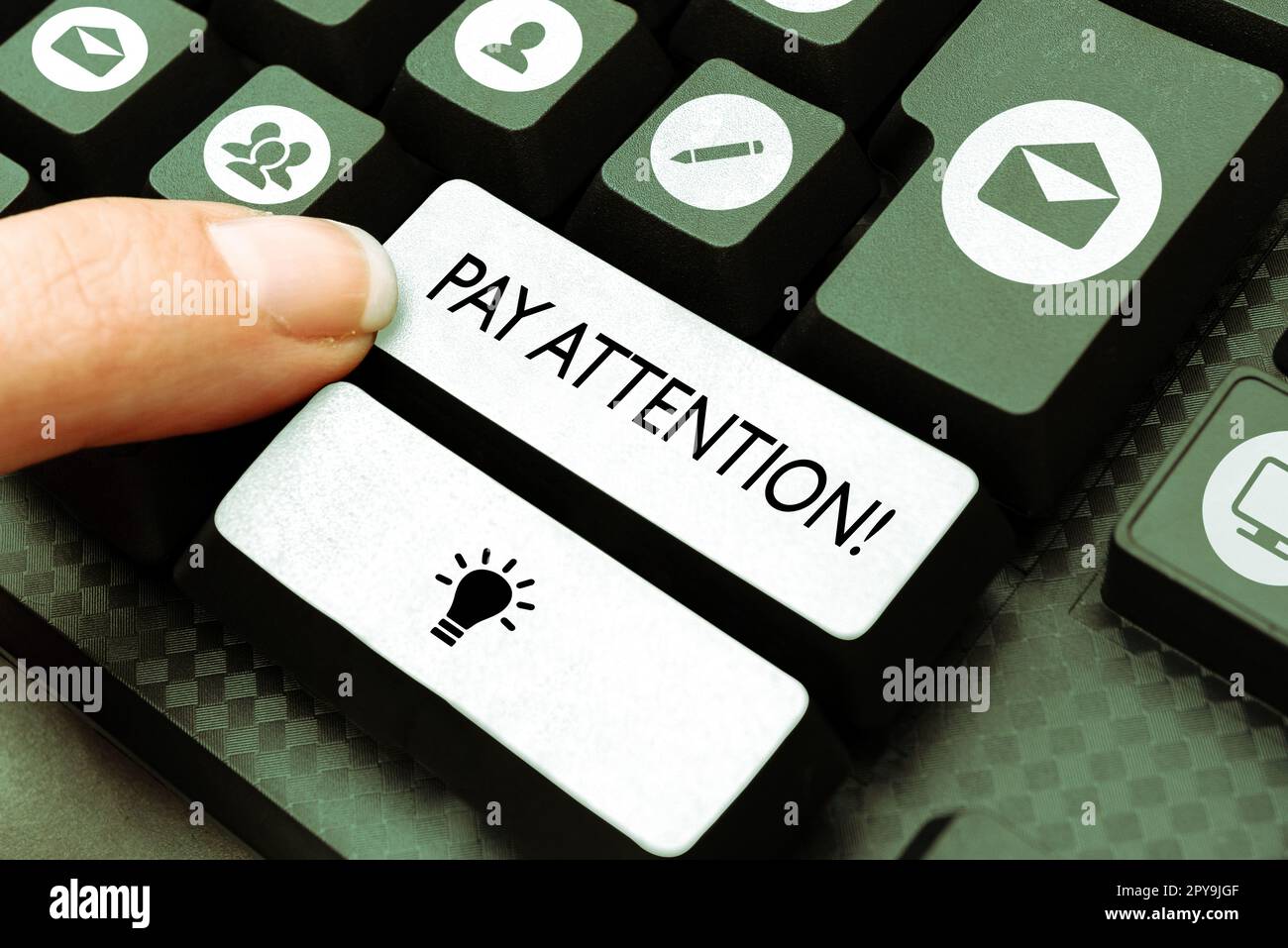 Sign displaying Pay Attention. Word Written on take notice of someone ...