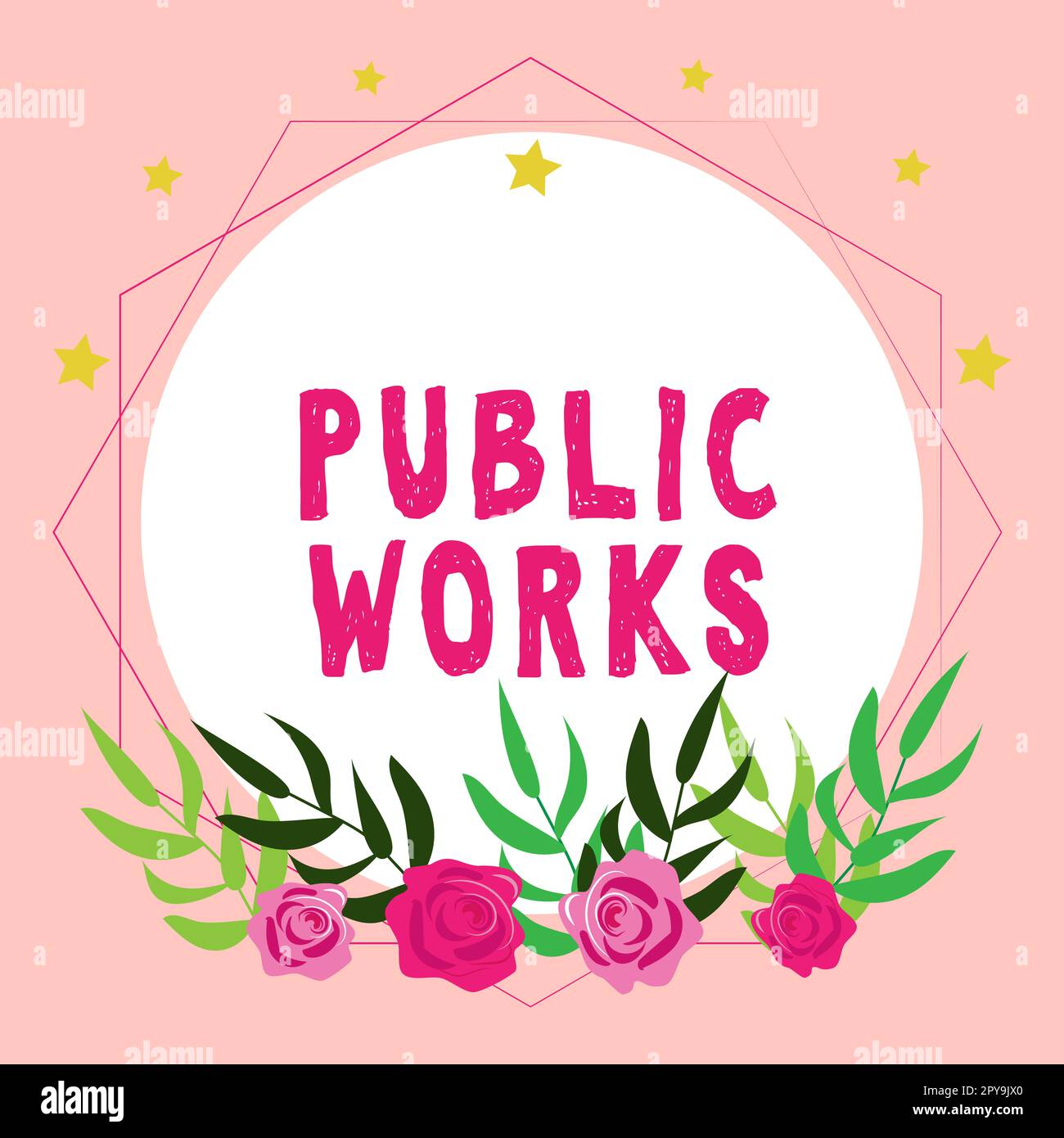 Hand writing sign Public Works. Word Written on Describes the viewing ...