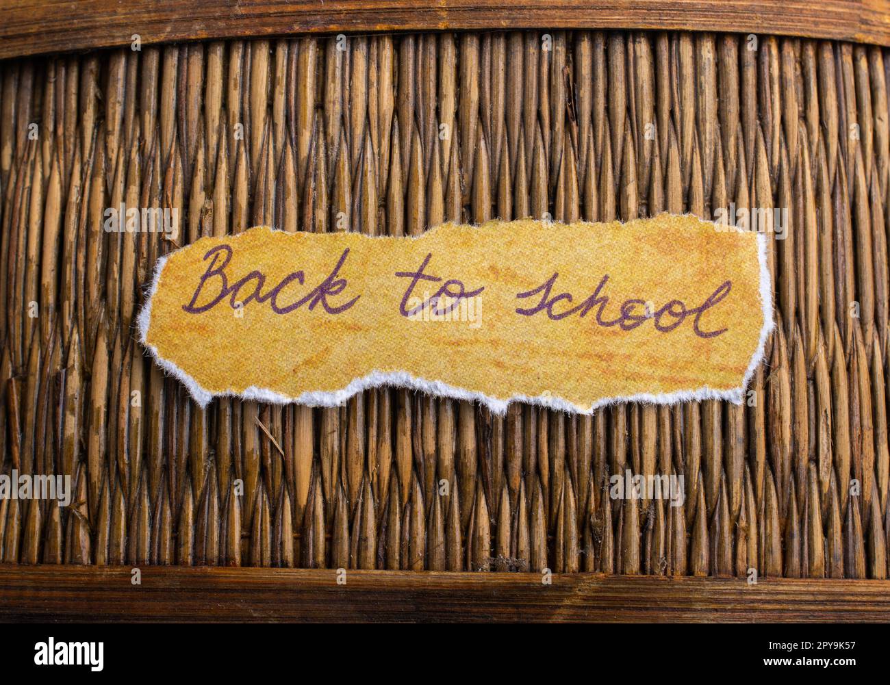 Back to school wording on a piece of torn paper Stock Photo - Alamy
