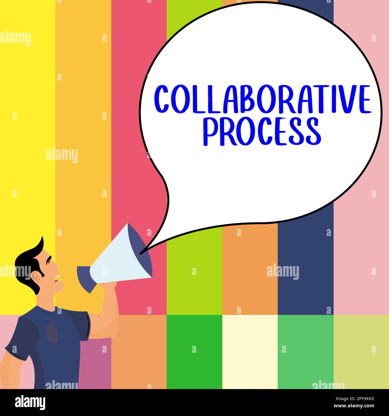 Hand writing sign Collaborative Process. Business concept people and ...