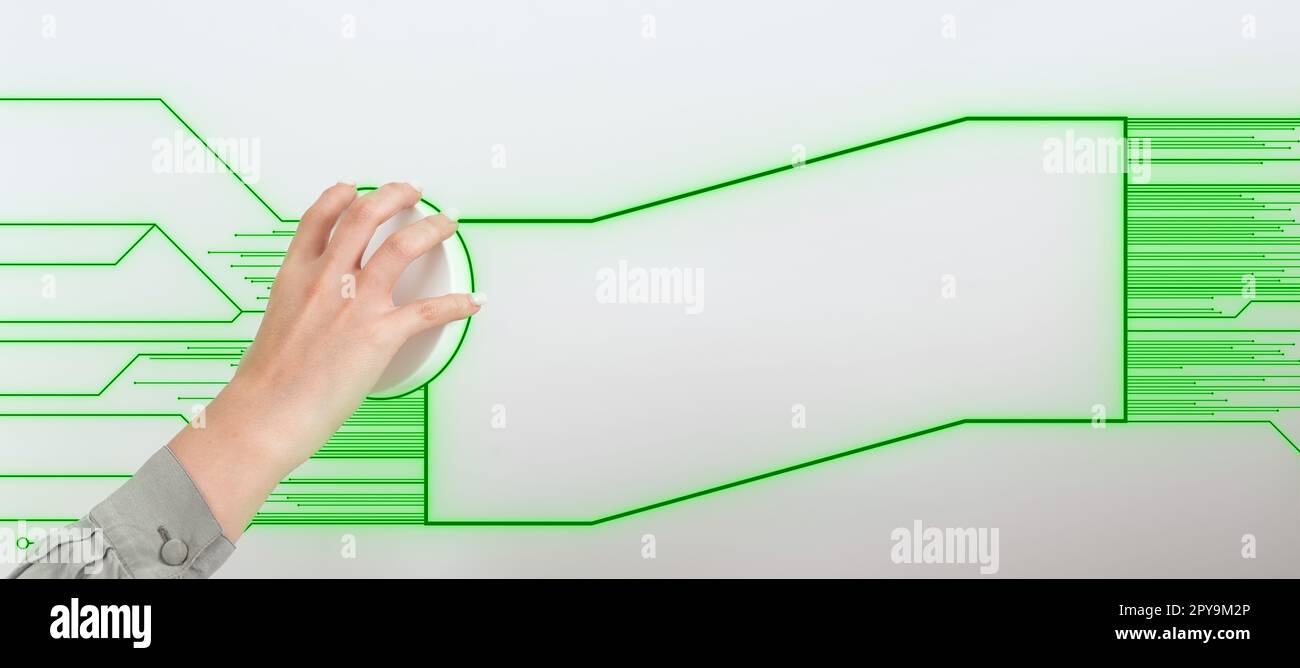 The hand turns the round Switch Showing New Futuristic Technologies ...