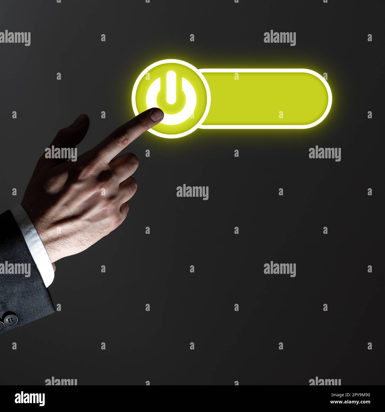 Finger pointing to laptop screen with important technology news. Businesswoman pressing virtual ...