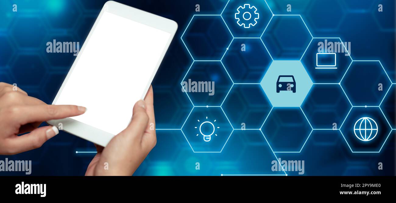 Hand holding mobile phone with important new information on display ...