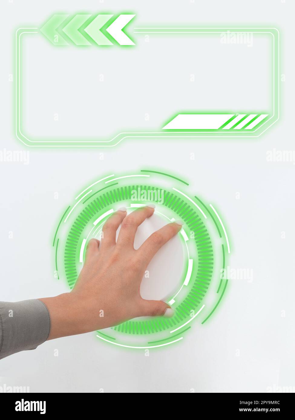 The hand turns the round Switch Showing New Futuristic Technologies ...