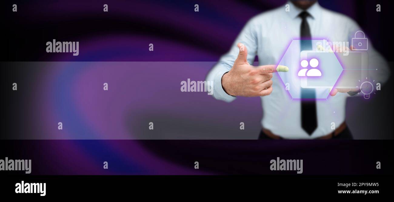 Businessman holding Mobile Phone Pointing to Screen Showing The main ...