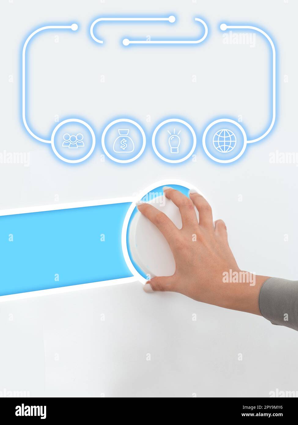 The hand turns the round Switch Showing New Futuristic Technologies ...