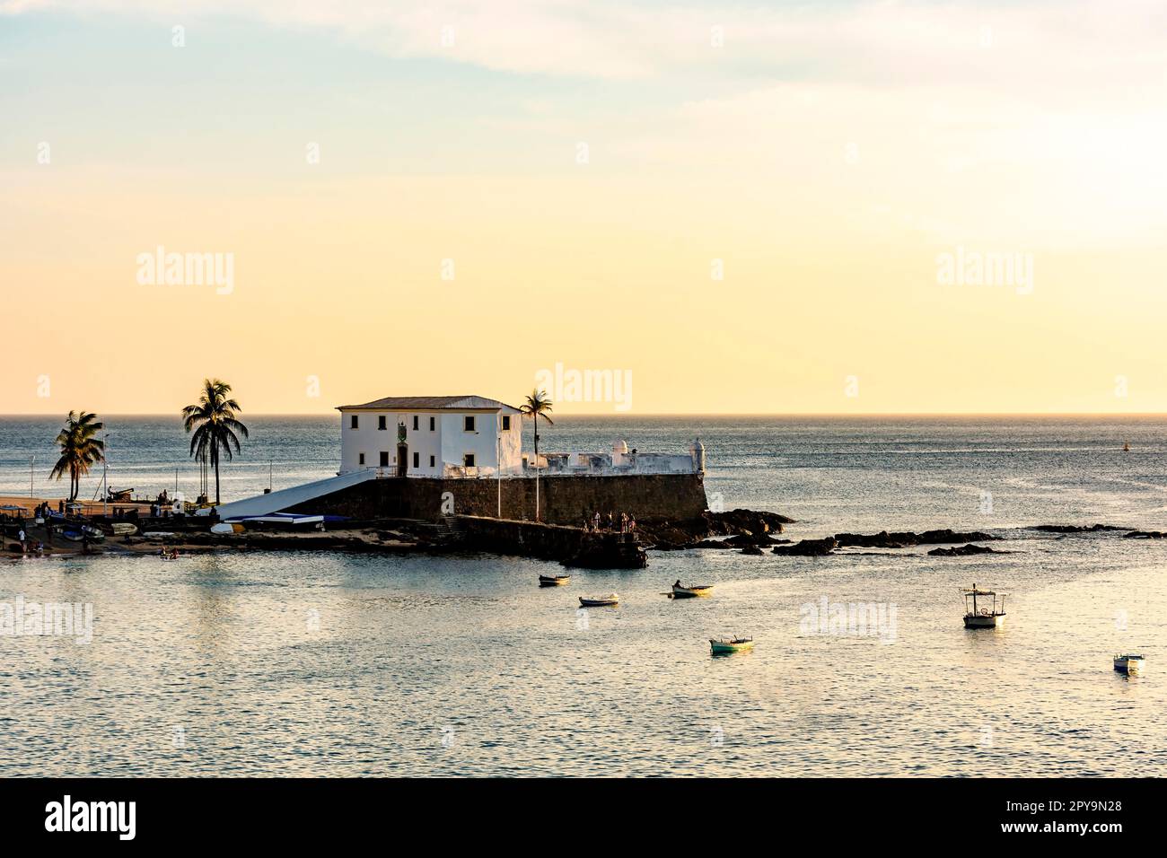Old fort of Santa Maria in Salvador in Bahia at sunset from Todos os ...