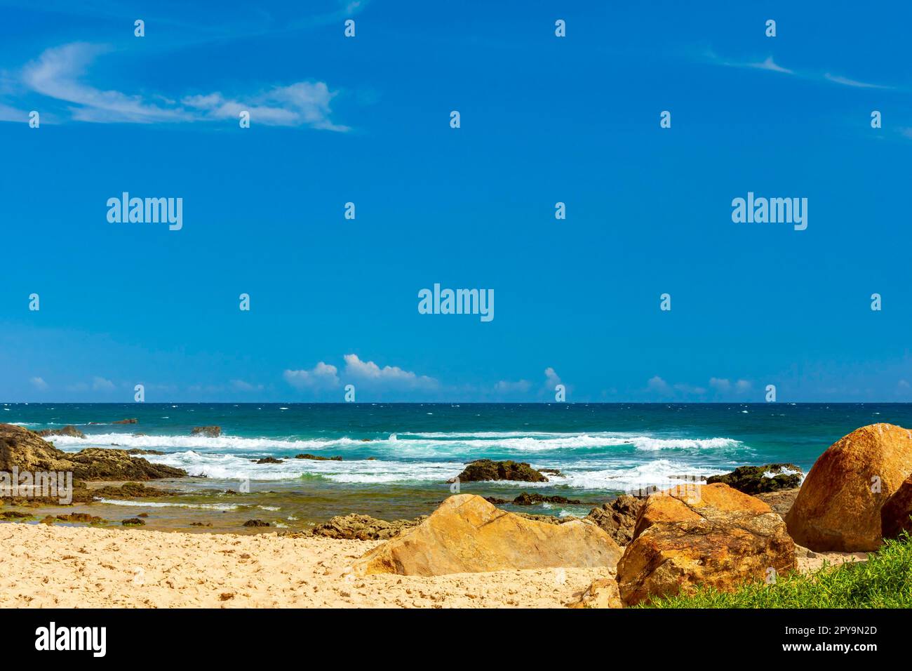 Small stretch of the beautiful Itapua beach in Salvador with its reefs ...