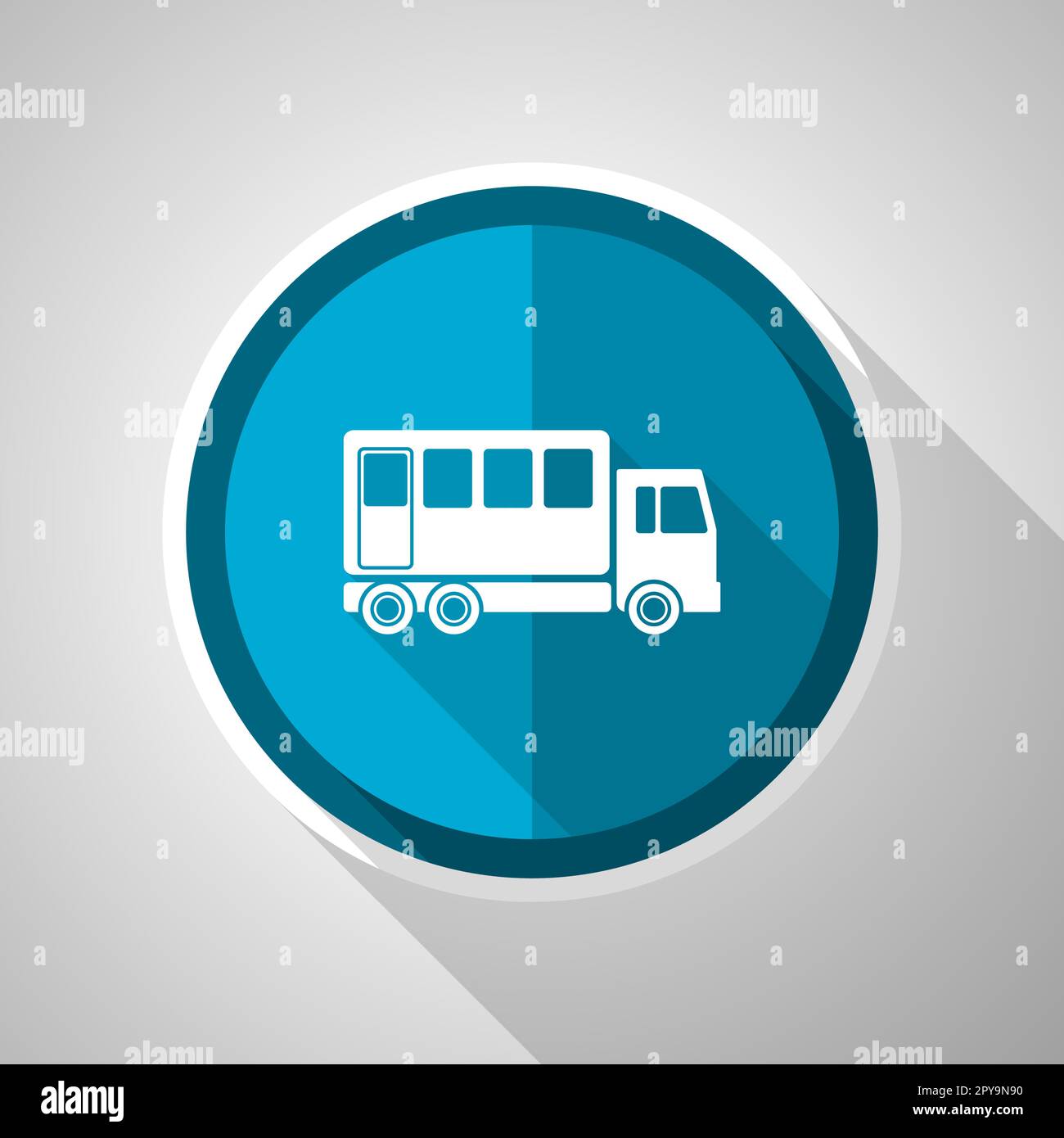 Off road bus, combination truck symbol, flat design vector blue icon ...