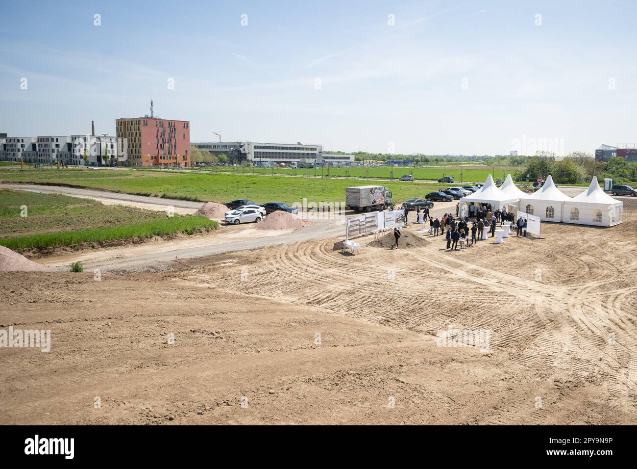 Mainz, Germany. 03rd May, 2023. Spades and helmets stand after the ...