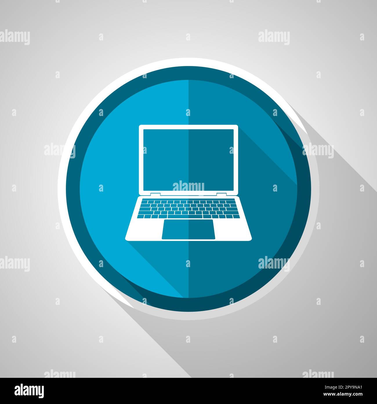 Open notebook, laptop, mobile computer symbol, flat design vector blue ...