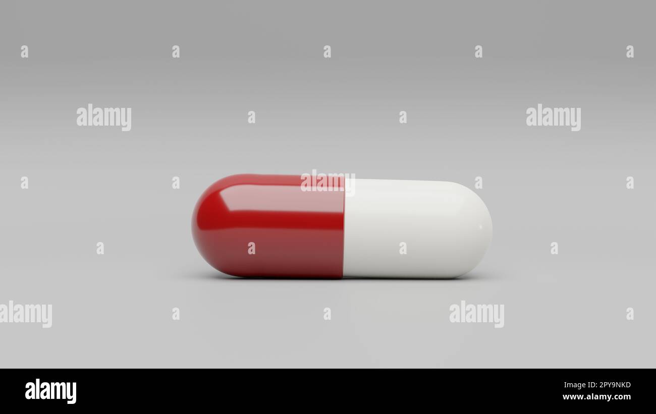 Red white capsule pill on a white background - Medicine healthcare ...