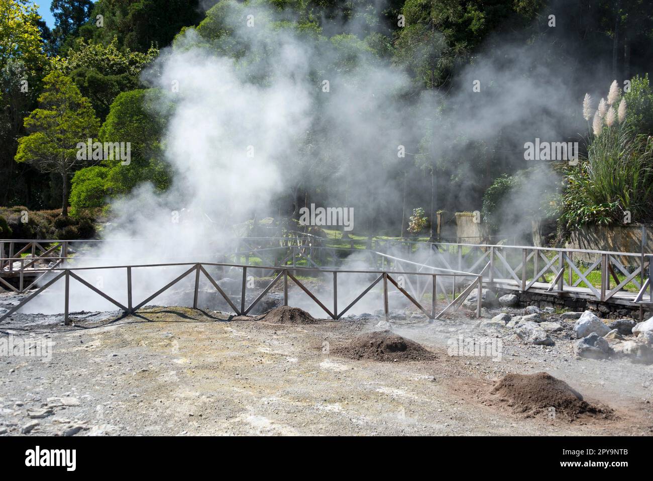Caldeiras at Lake Furnas, Steam Springs, Lagoa das, Furnas, Sao Miguel ...