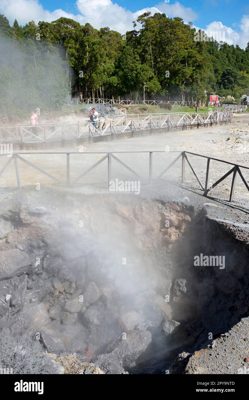 Caldeiras at Lake Furnas, Steam Springs, Lagoa das, Furnas, Sao Miguel ...