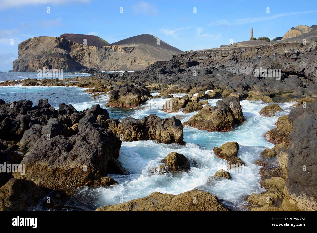 Coast at the harbour, Ponta dos Capelinhos, Faial, Azores, Portugal ...