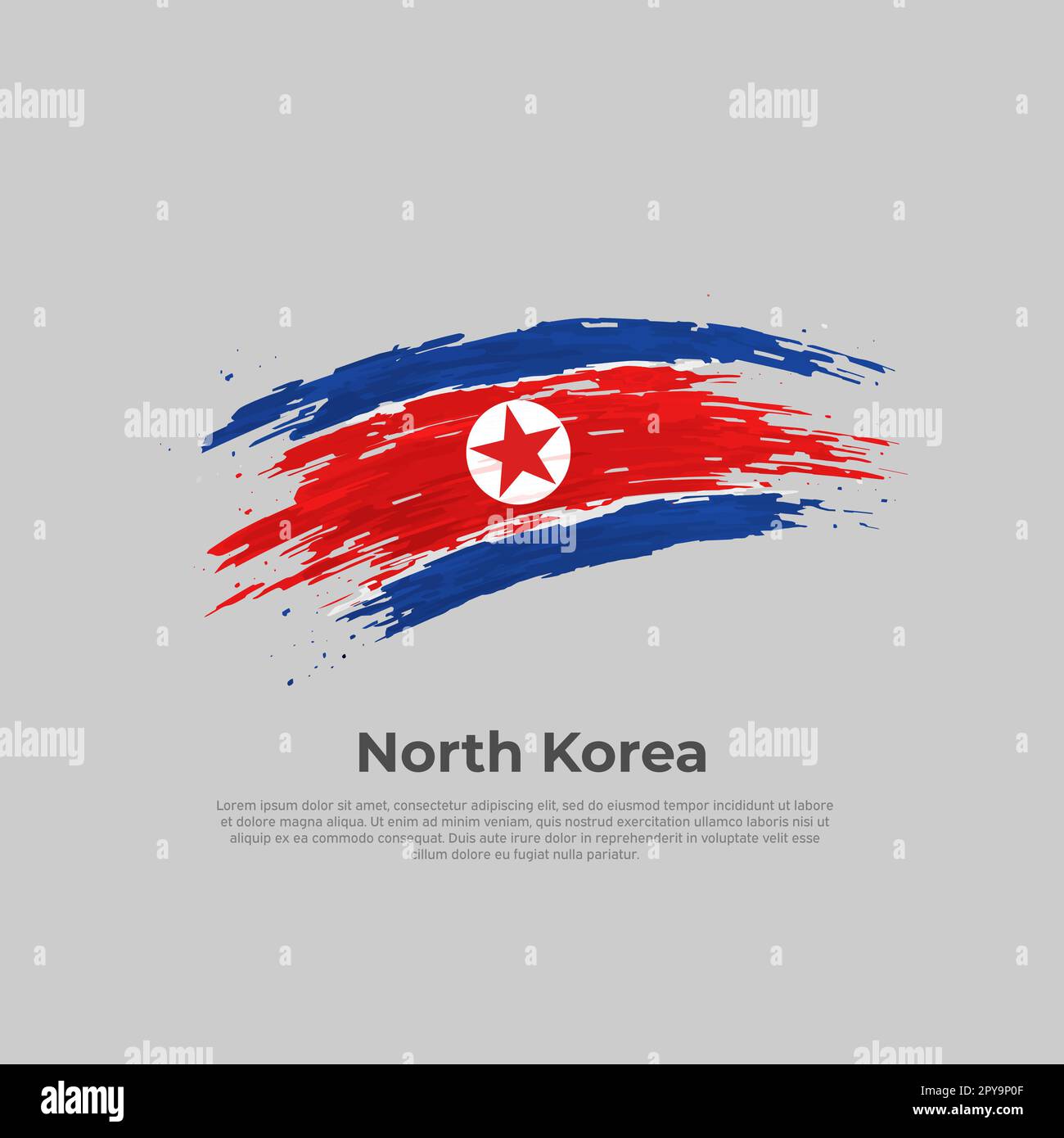 North Korea flag. Brush strokes. Stripes colors of democratic people ...