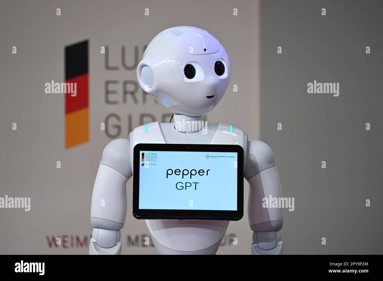 Gmund, Deutschland. 03rd May, 2023. GPT robot Pepper, artificial ...