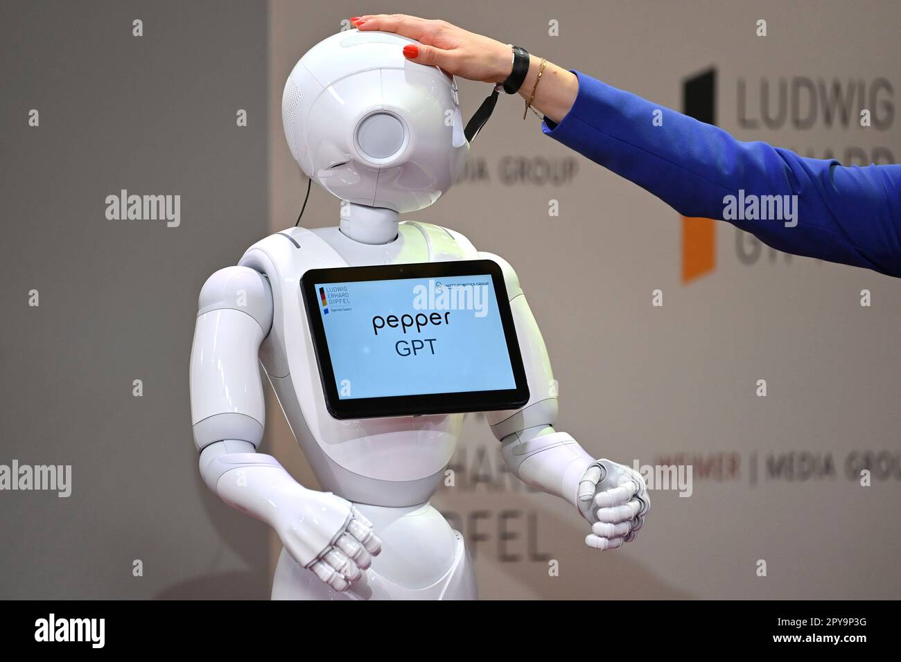 Gmund, Deutschland. 03rd May, 2023. GPT robot Pepper, artificial ...