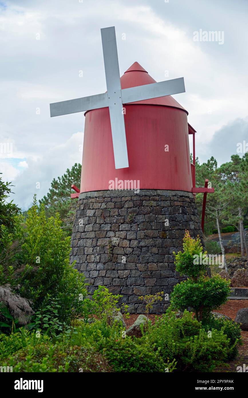 Windmill, Parque Florestal da Prainha, Pico, Azores, Portugal Stock ...