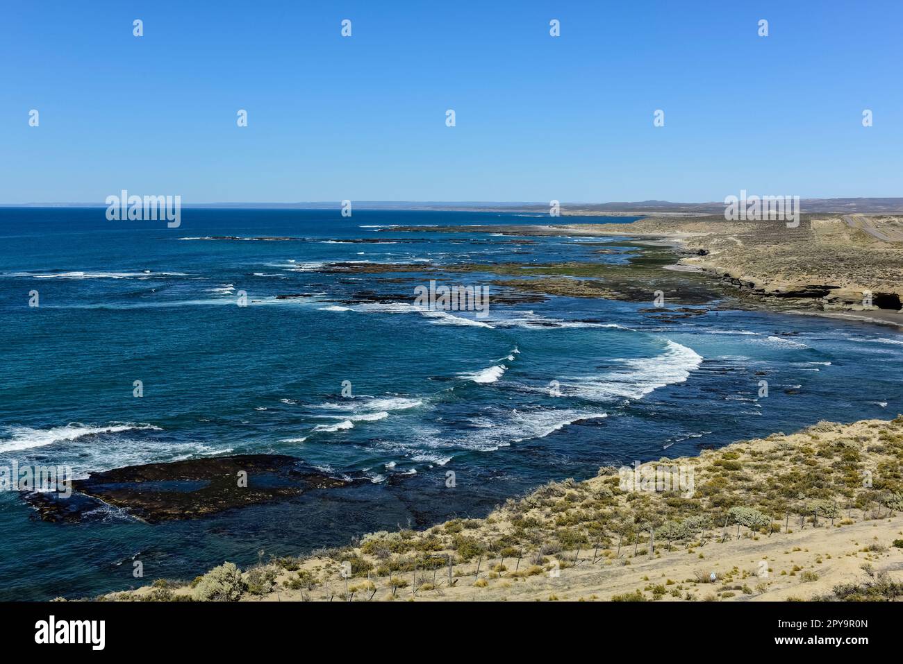 Peninsula Valdes coastal landcsape, Chubut Province, Patagonia ...