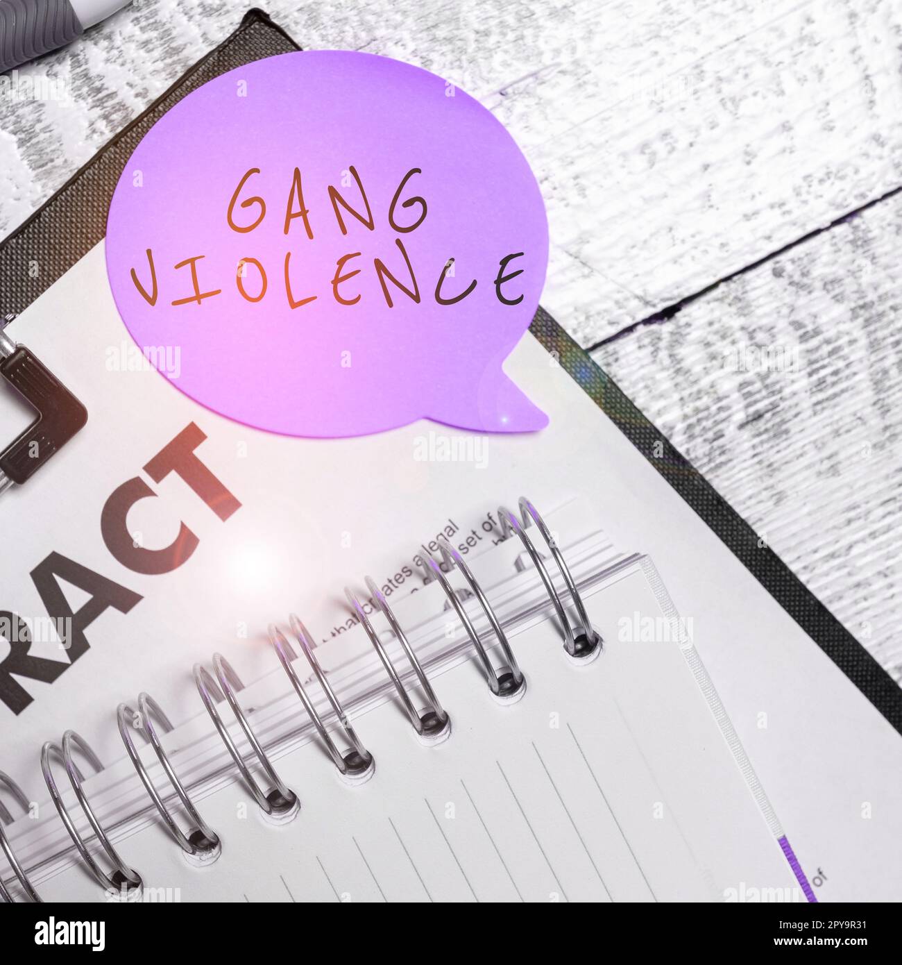 Text showing inspiration Gang Violence. Conceptual photo infringement ...