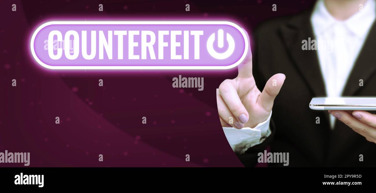 Conceptual display Counterfeit. Business showcase made in imitation of ...