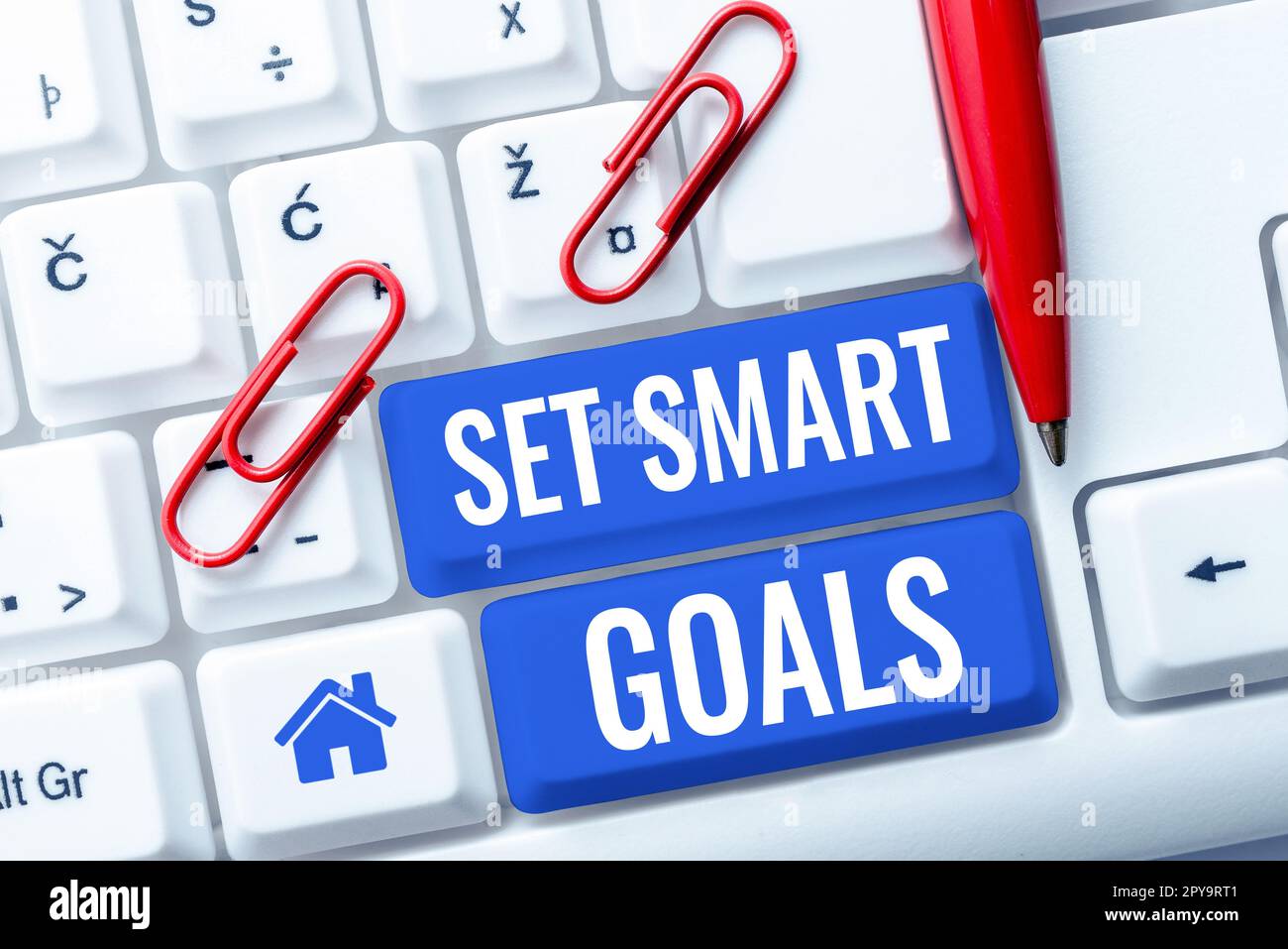 Text showing inspiration Set Smart Goals. Business overview Establish ...