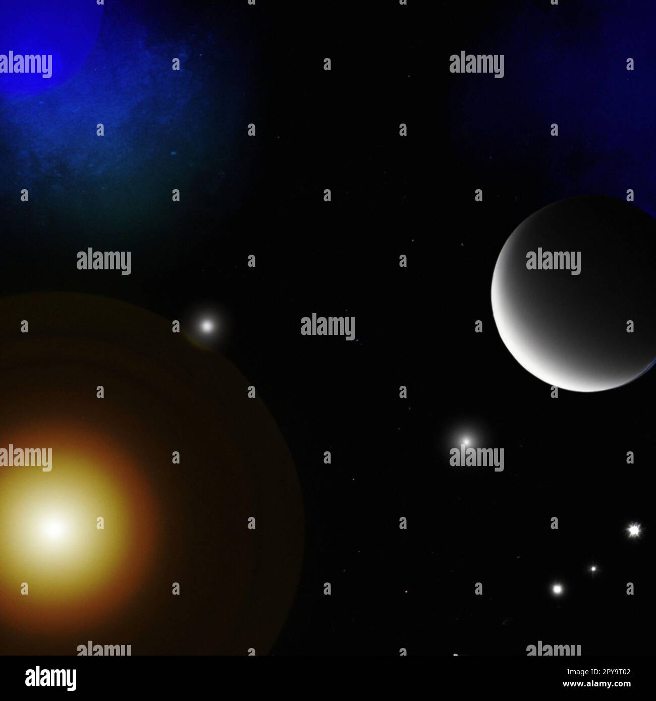 Outer space, Universe. Celestial asteroids, satellites, planets and ...