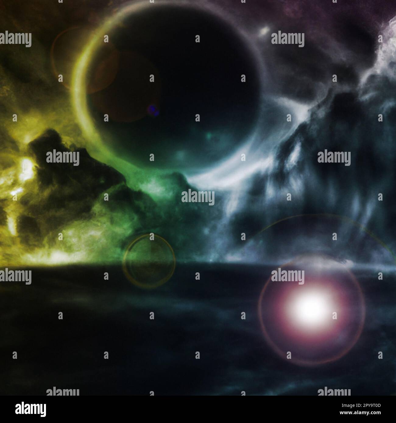 Outer space, Universe. Celestial asteroids, satellites, planets and ...