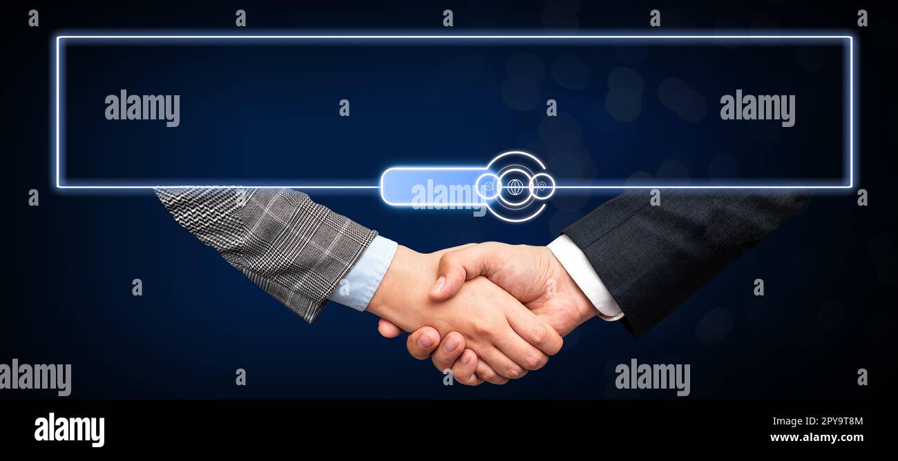 Handshake presenting innovative plan ideas symbolizing successful ...