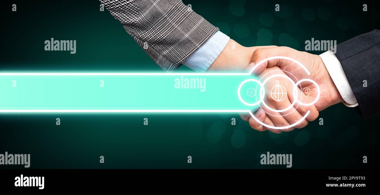 Handshake presenting innovative plan ideas symbolizing successful ...