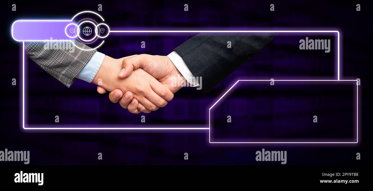 Handshake presenting innovative plan ideas symbolizing successful ...