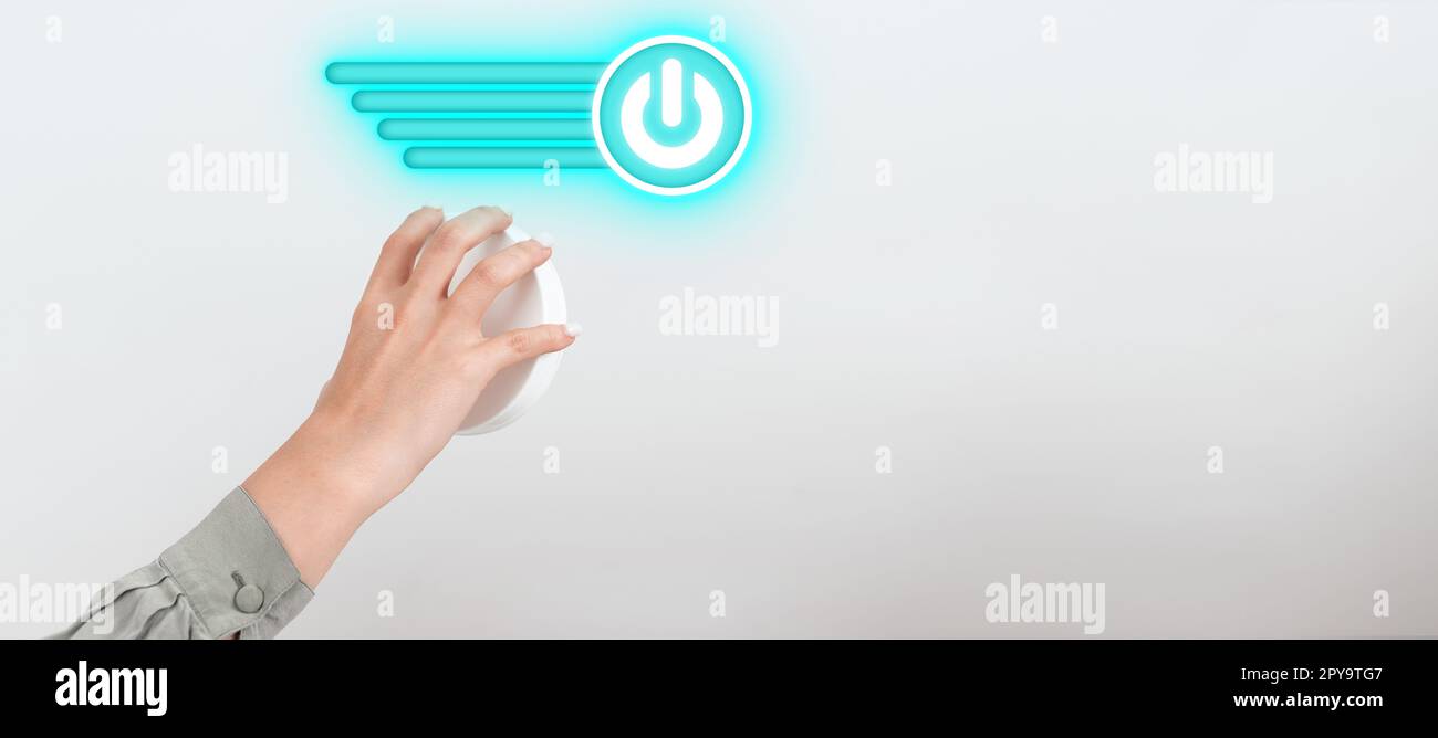 The hand turns the round Switch Showing New Futuristic Technologies ...