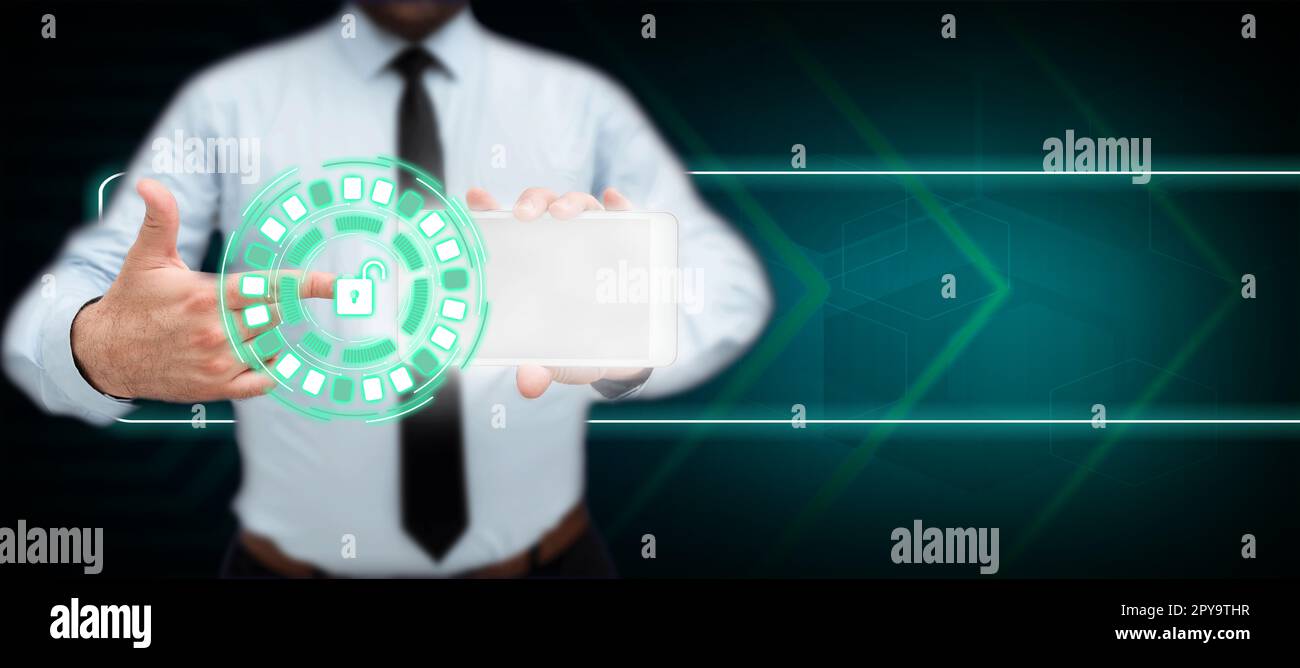 Businessman holding Mobile Phone Pointing to Screen Showing The main ...