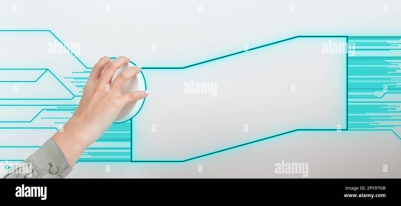 The hand turns the round Switch Showing New Futuristic Technologies ...