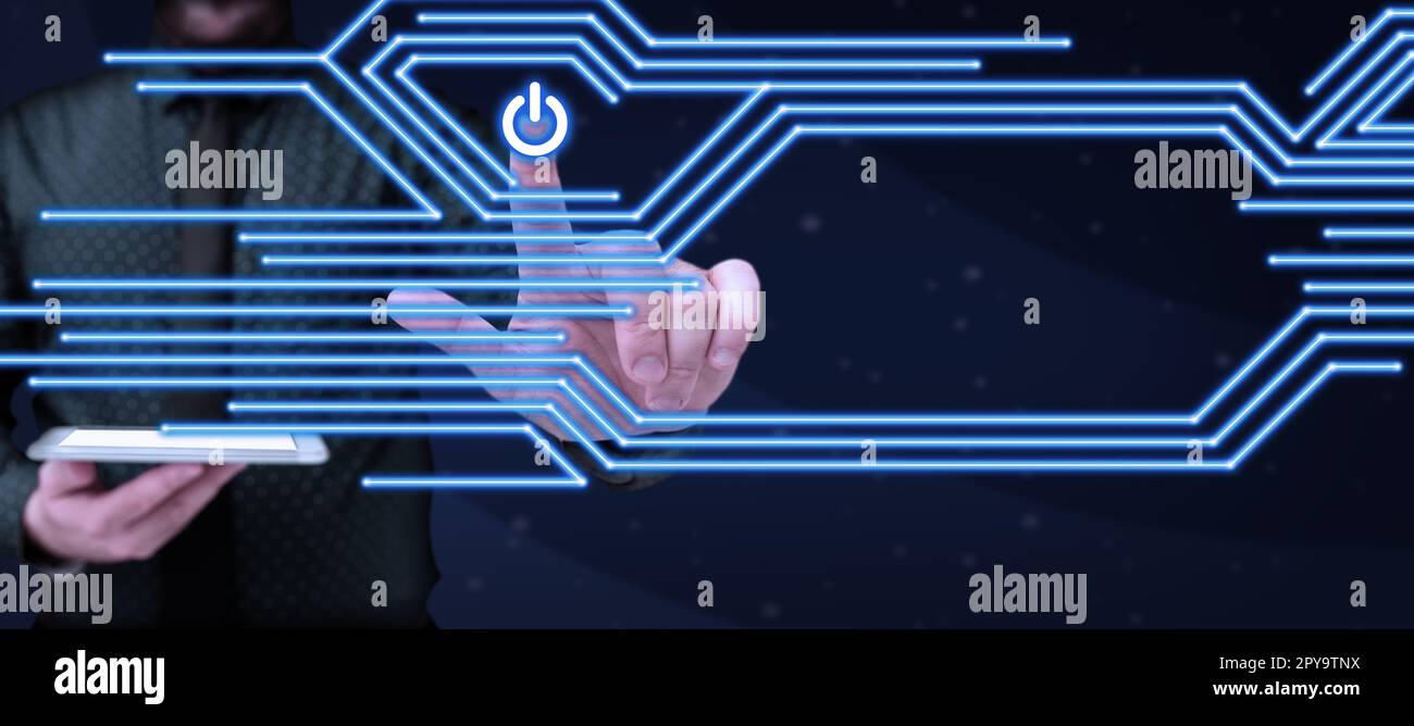 Human in office suit holding mobile phone and pressing on virtual ...