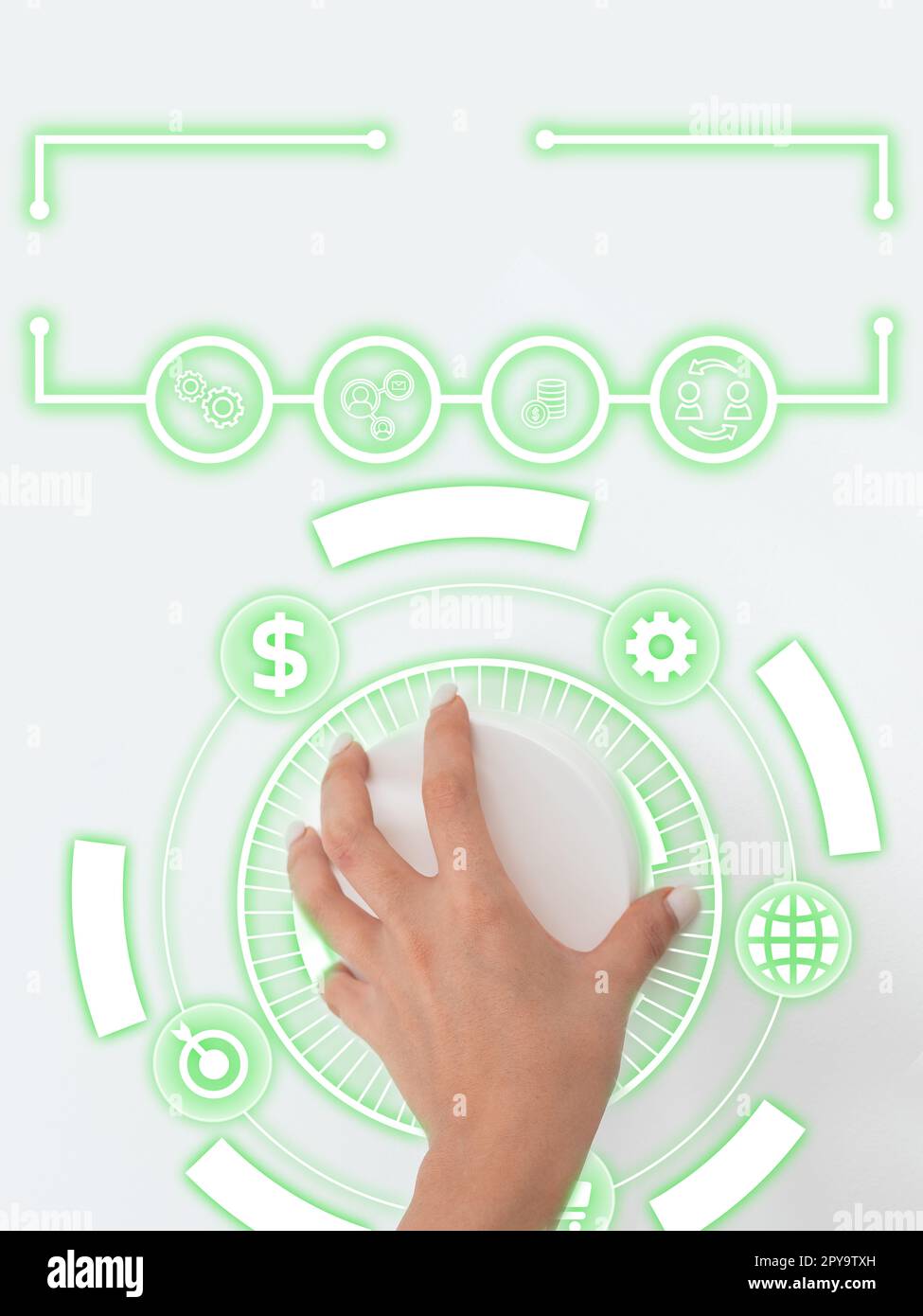 The hand turns the round Switch Showing New Futuristic Technologies ...