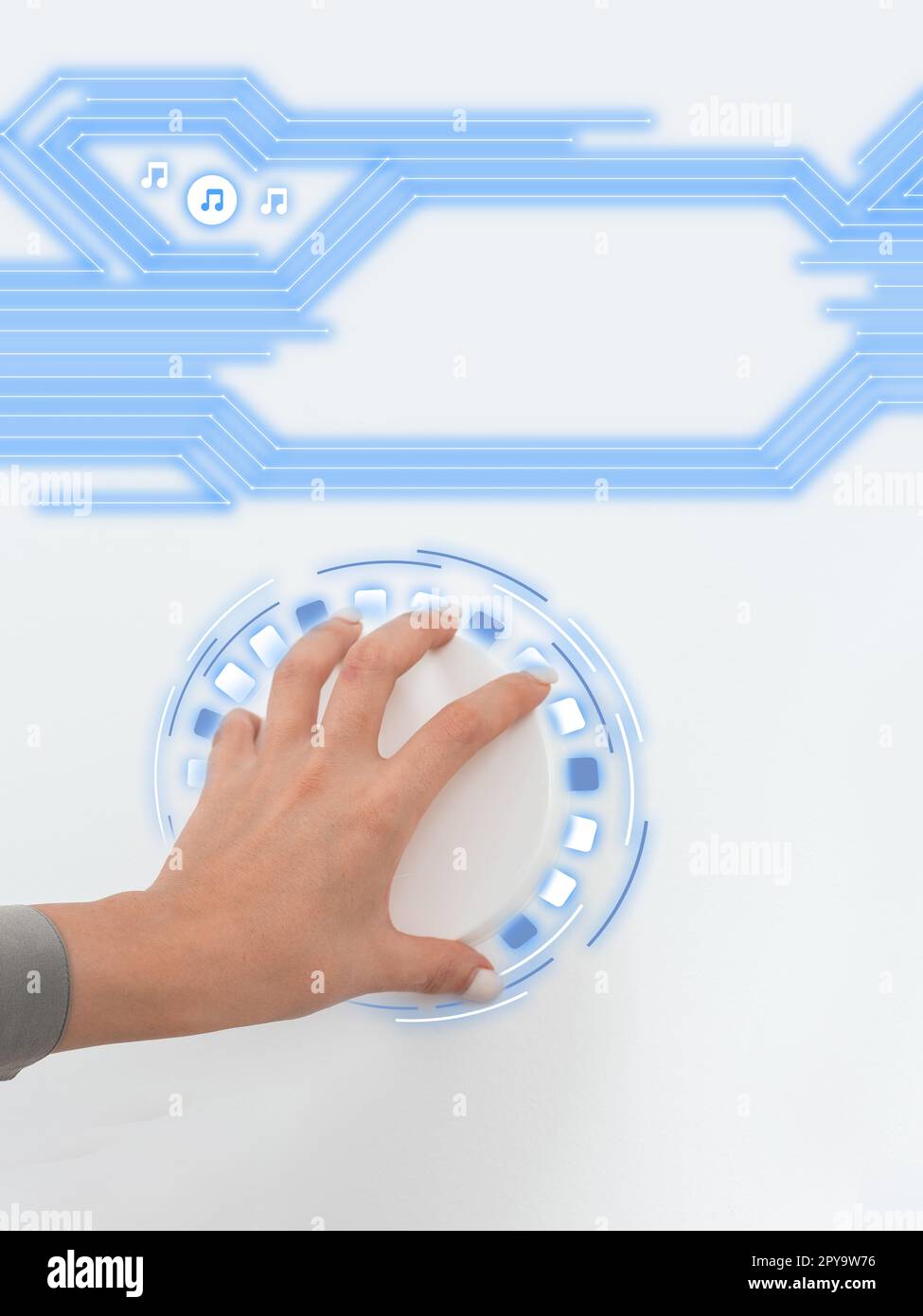 The hand turns the round Switch Showing New Futuristic Technologies ...