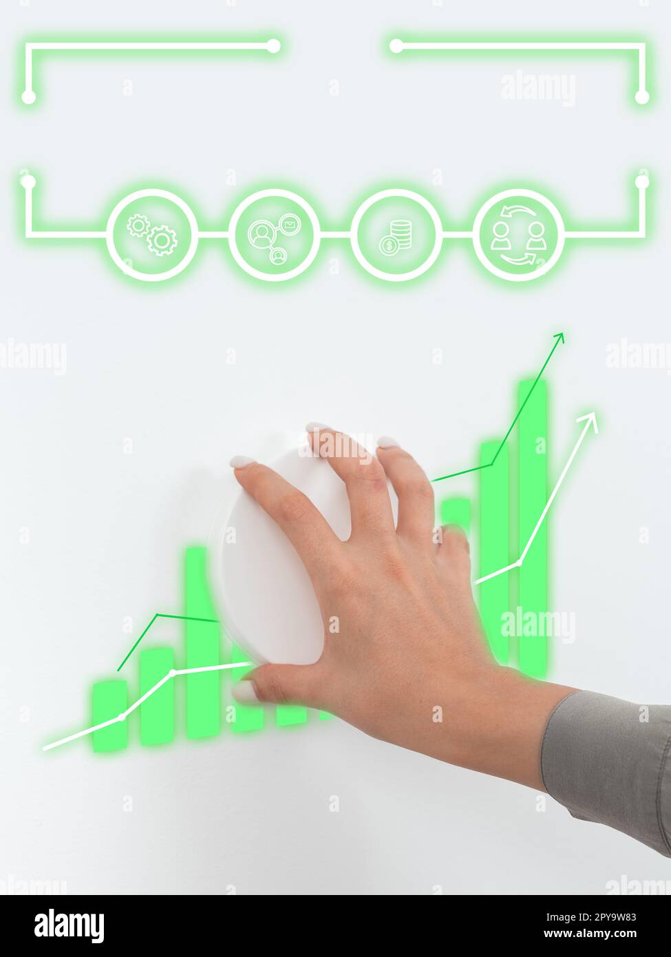 The hand turns the round Switch Showing New Futuristic Technologies ...