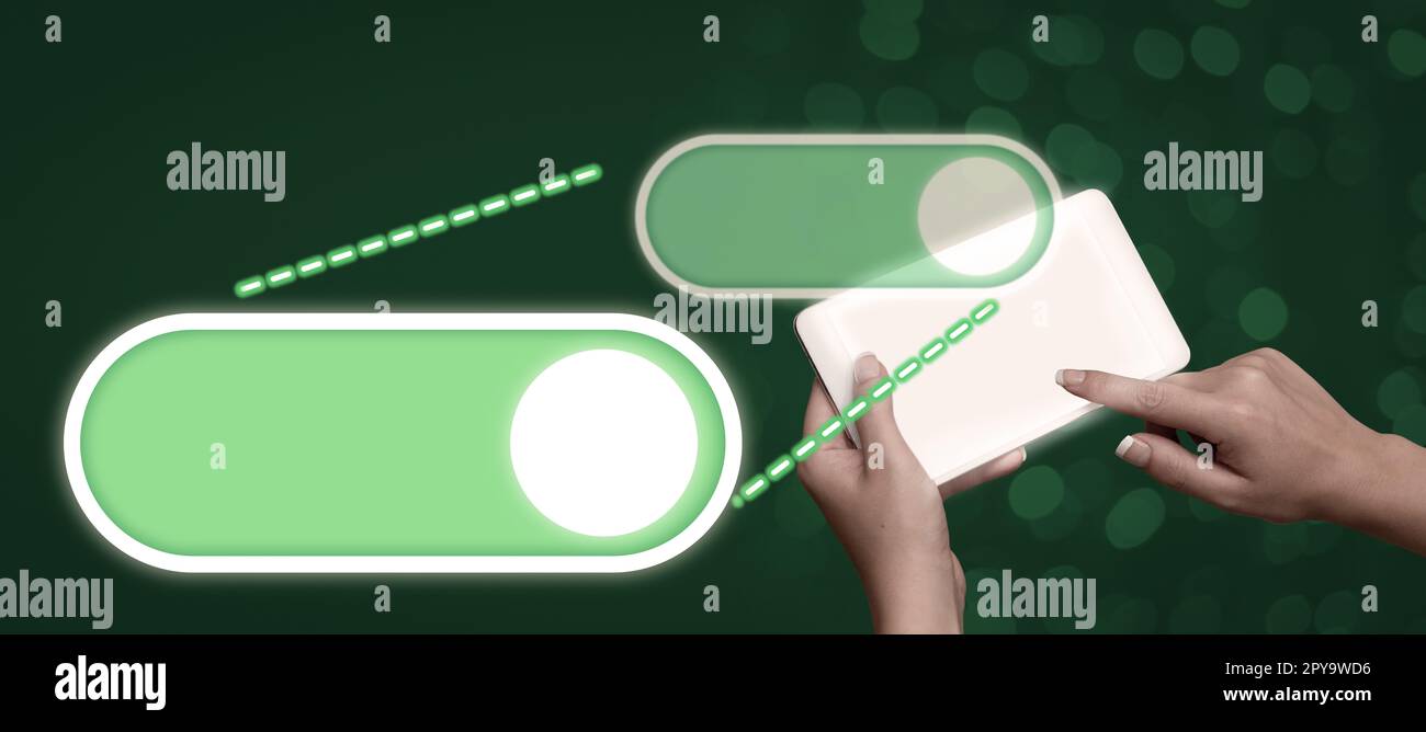 Two Hands Holding mobile phone and press on screen. Cellphone ...