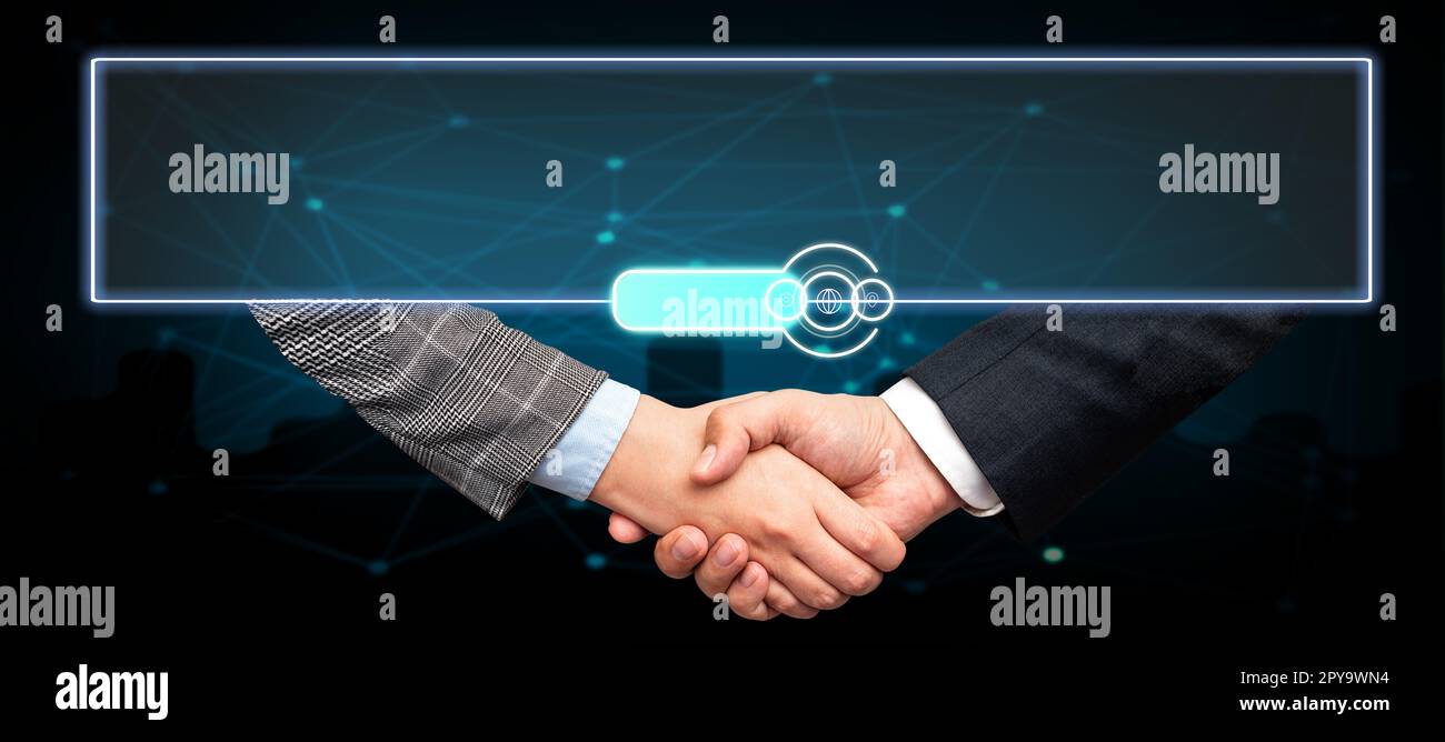 Handshake presenting innovative plan ideas symbolizing successful ...