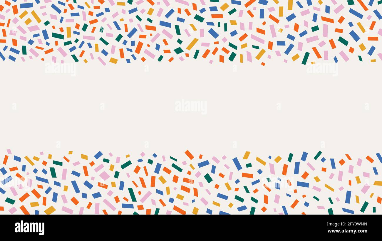Festive frame background with colorful confetti. Many falling tiny ...