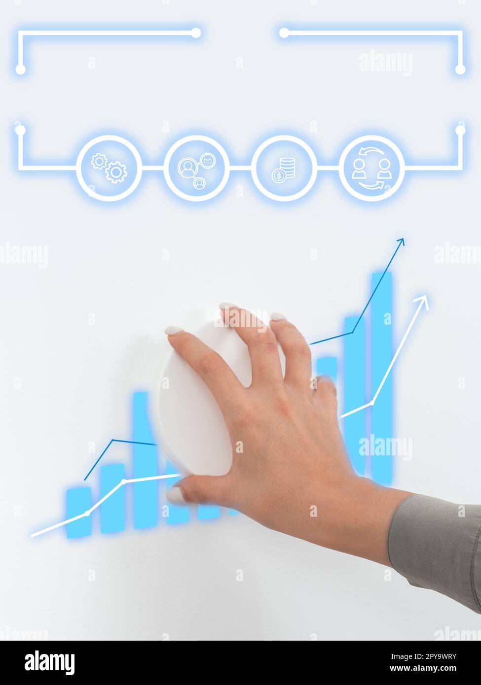 The hand turns the round Switch Showing New Futuristic Technologies ...