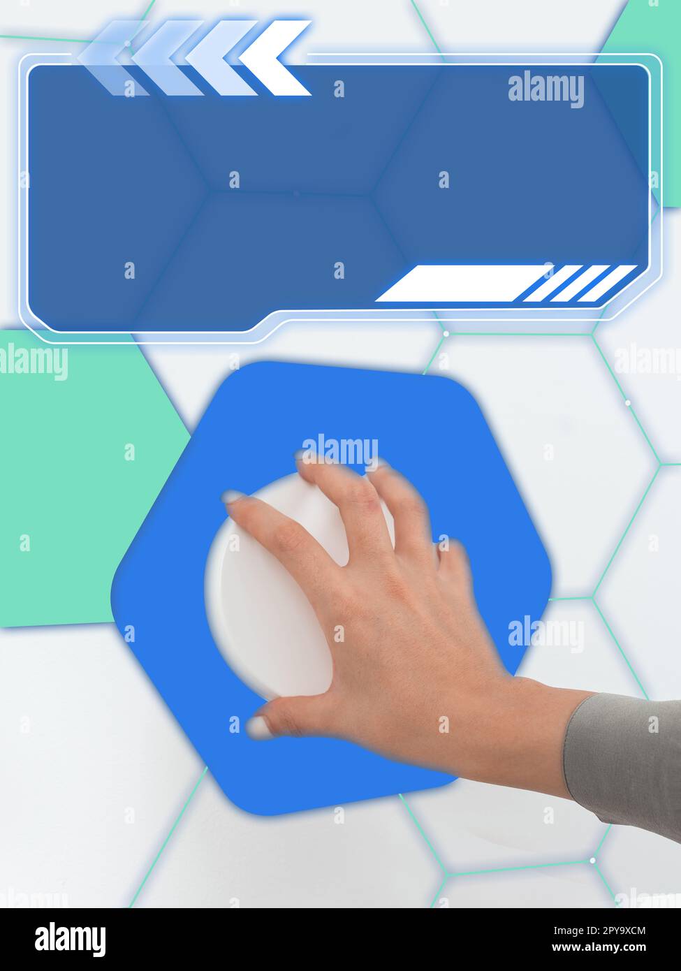 The hand turns the round Switch Showing New Futuristic Technologies ...