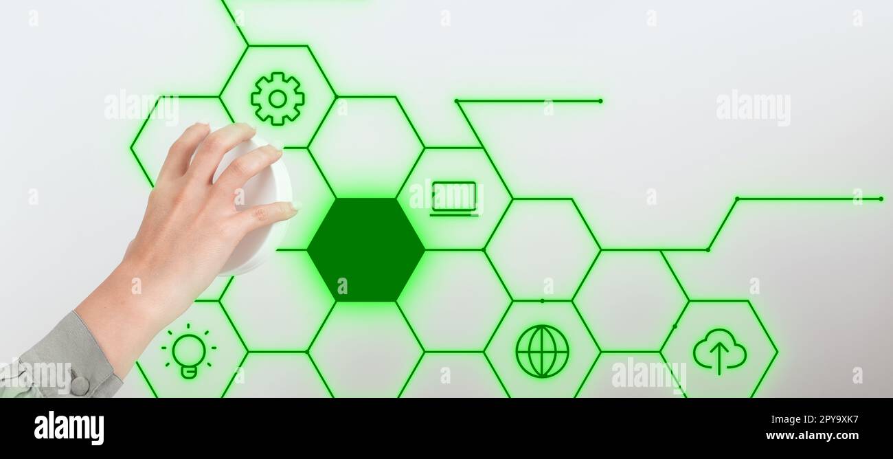 The hand turns the round Switch Showing New Futuristic Technologies ...