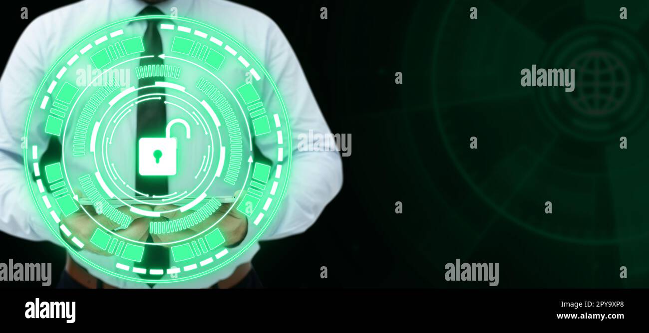 Businessman holding tablet with two hands. Glow going from device ...