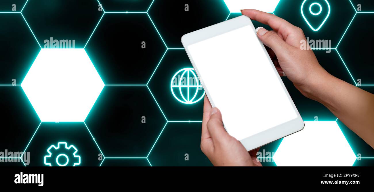 Two Hands Holding A Mobile Phone And Displaying Graphic With Digital On ...