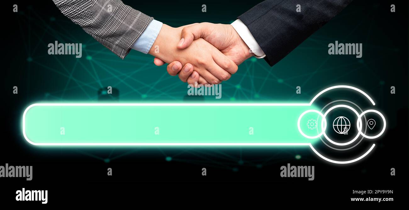 Handshake presenting innovative plan ideas symbolizing successful ...