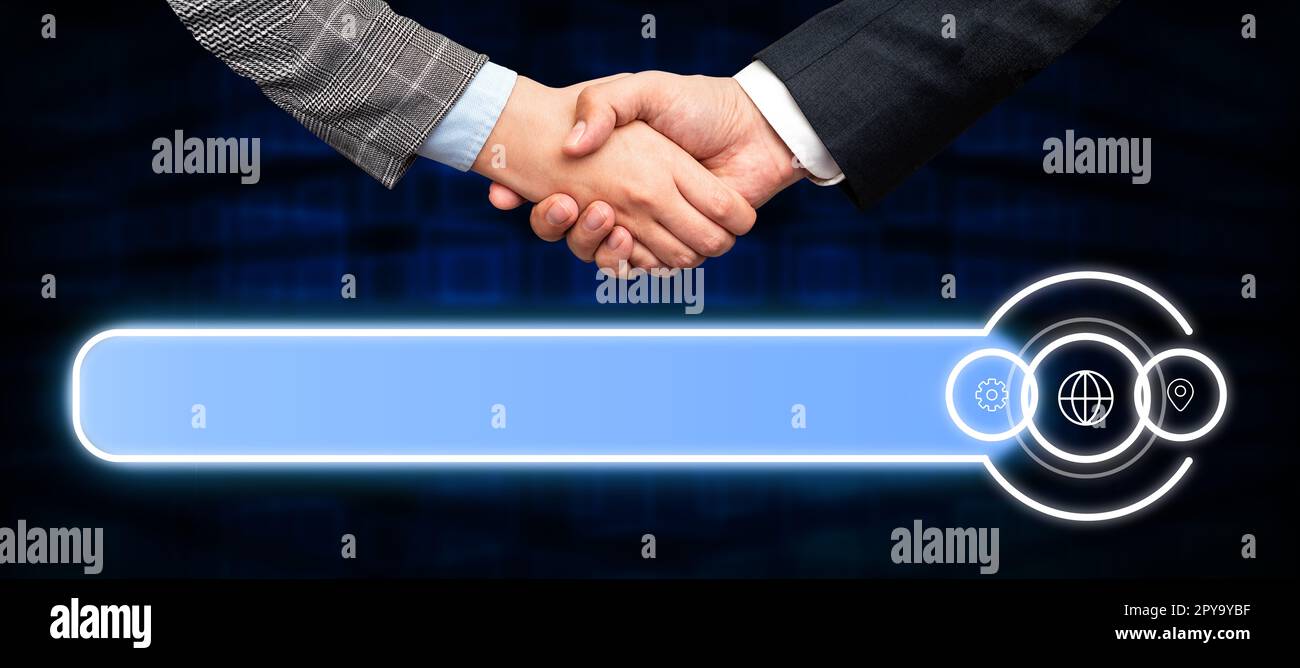 Handshake presenting innovative plan ideas symbolizing successful ...